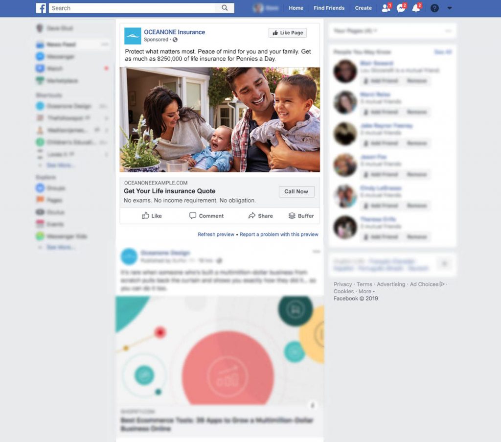 Life Insurance FB Ad example